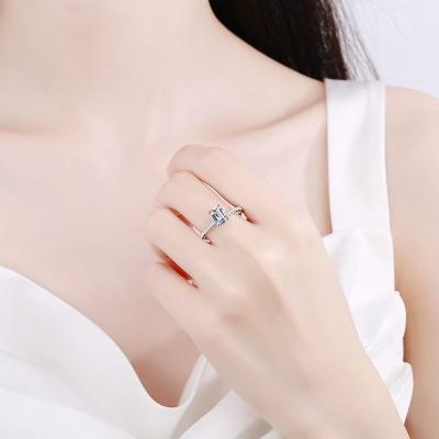 China Factory direct price Luxurious Fine Jewelry Moissanite Sterling Silver Baguette Ring Unique 925 Silver Moissanite Ring for sale