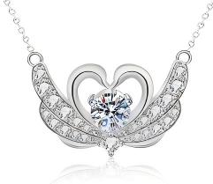 China Factory directly sell Add On Moissanite Pendant Necklace Silver Adjustable Moissanite Swan Love Series Pendant Necklace for sale