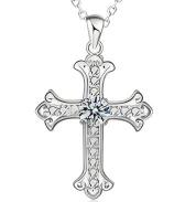 China Factory Supply hot sale Classic Moissanite 925 Silver Pendant Necklace Moissanite Inlaid Cross Pendant Necklace for sale