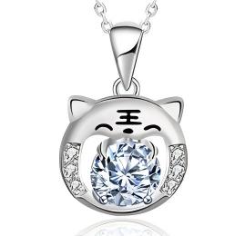 China New promotion hot style Cute Moissanite 925 Silver Pendant Necklace Moissanite Lucky Tiger Pendant Necklace for sale