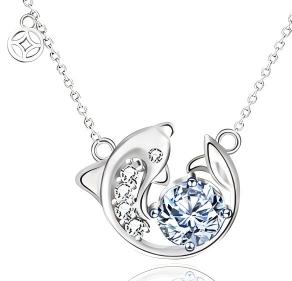 China New product Hot sale Shiny Moissanite 925 Silver Pendant Necklace Dainty Moissanite Koi Fish Blessing Pendant Necklace for sale