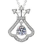 China New design good quality Maximalist Mosaic Pendant Necklace Affordable Silver Moissanite Crown Small Skirt Pendant Necklace for sale