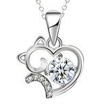 China New model customized Heart shaped Moissanite 925 silver pendant necklace Master cut Moissanite heart-shaped cat pendant necklace for sale