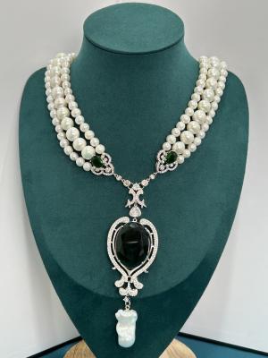 China Factory direct sale Pearl Baroque Pendant Necklace White Natural Pearl Pendant Necklace Drop Natural Pearl Pendant Necklace for sale