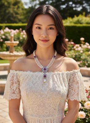 China China Custom Made Baroque Pearl Teardrop Shape Pendant Jewelry Multi-Layer Chain Link Wedding Natural Pearl Pendant Necklace for sale