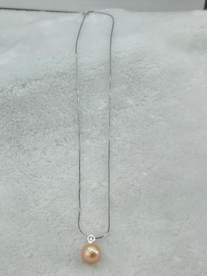 China Factory Direct China Peach Color Pearl Pendant Circle Pearl 925 Silver Orange Freshwater Pearl Necklace for sale