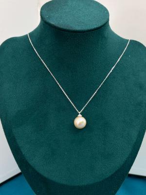 China Good price New product Minimalist Peachy Orange Color Pearl Bridesmaid Pearl Pendant 925 Silver 925 Pearl Pendant Necklace for sale