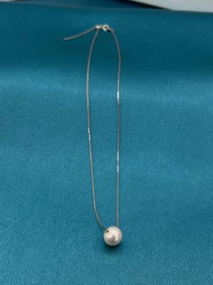 China Professional New Formal Round Pearl Adjustable Chain Birthday Round 925 Silver Pearl Pendant Necklace for sale