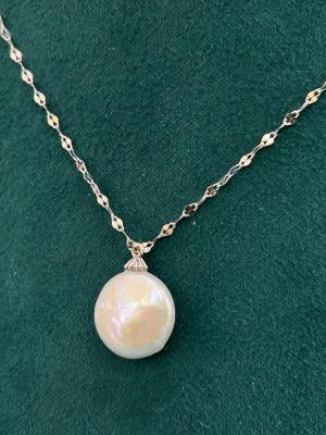 China Manufacturer wholesale Evening Potato Shaped Pearl Pendant Necklace Shiny White Round 925 Silver Pearl Pendant Necklace for sale