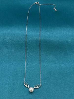 China Hot selling product Daily Polished Pearl Pendant Necklace Dainty Round 925 Silver Pearl Pendant Necklace for sale