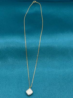 China Manufacturer Supplier 925 Silver Women Square Pearl Pendant Necklace Irregular shape pearl Pendant Jewelry for sale