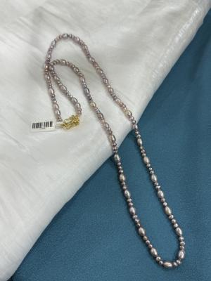 China High quality wholesale Purple Quality Cirzon 2 Tier Pearl Necklace Clasp Multi-Strand Pearl Necklace Freshwater Pearl Necklace for sale