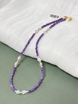 China High Quality Control Women's Pearl Necklace Purple Emerald Pearl Necklace Pearl Necklaces Wholesale for sale