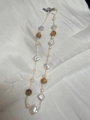 China Manufacturer wholesale Pearl Bead Necklace square Pearl Necklace Wholesale tiger-eye Natural Pearl Necklace for sale