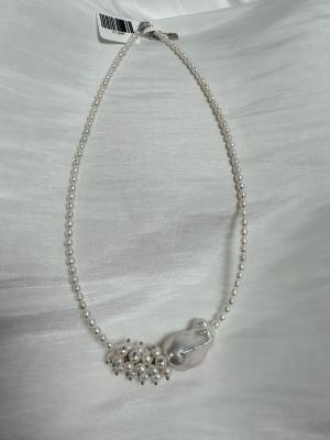 China New Style Hot selling Natural Pearl Baroque Necklace Extra Large Pearl Handmade Pearl Necklace for sale