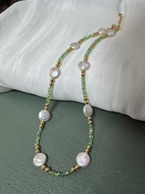 China Factory direct sale Crystal Stone Pearl Necklace Real Pearl Designer Necklace Disc Shaped Pearl Natural Pearl Necklace for sale