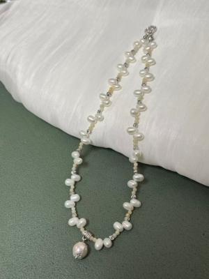 China Factory Supply hot sale Rice Grain Pearl Necklace High Quality Freshwater Pearl Necklace Jadeite Pearl Necklace for sale