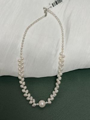 China New promotion hot style Rice Pearl Stone Necklace Wholesale Jewelry Ear Of Wheat Shape Necklace Fresh Water Seed Pearl Necklace for sale