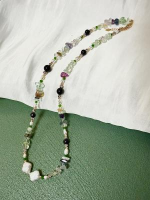 China Natural Pearls Wood Bead Agate Crystal Necklace for Elegant Daily Wear for sale