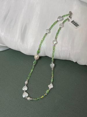 China Customized Heart and Four Leaf Clover Pearl Necklace with Natural Pearls and Jade Bead Strings Combining Eastern Classical Charm with Modern Minimalist Beauty for sale