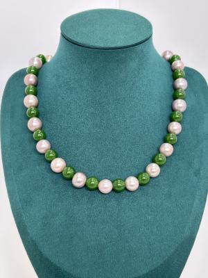 China Factory direct sale Pink Pearl Necklace Hetian Jade Lustrous Freshwater Pearl Natural Pink Round Freshwater Pearl Necklace for sale