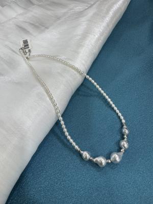 China Custom-made Silver Color Baroque Pearl Necklace with Lobster Clasp Freshwater Pearl Jewelry for sale