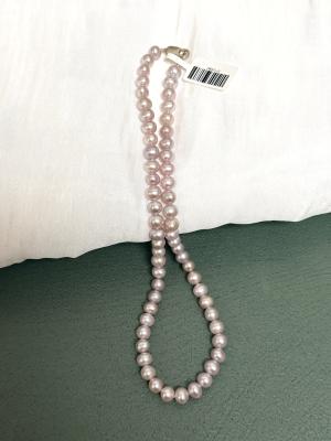 China Hot New Products Valentine's Day Freshwater Pearl Necklace Purple Simple Round Pearls Hypoallergenic Jewelry for sale