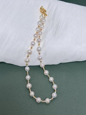 China New Style Hot selling Consistent Color Freshwater Pearl Necklace Double Clasp for Blemish-Free Freshwater Pearl Necklace for sale