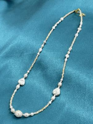 China Heart-Shaped Baroque Pearl Necklace with Silver Spaced Beads and 42cm Length for Elegant Occasions for sale