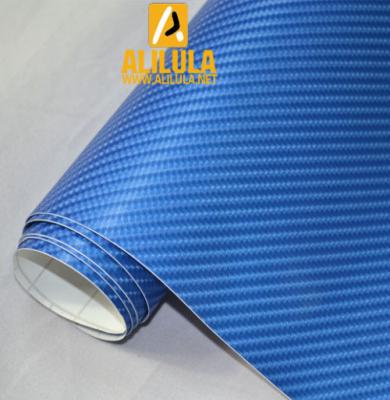 China 4D Gloss Peal Blue Carbon Fiber Sticker Decal Car Vinyl Wrap Air Release for sale