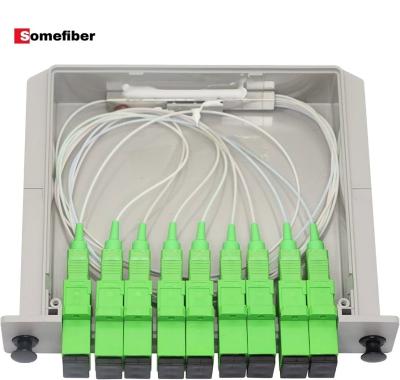 China 1x8 PLC Splitter Cassette Type 130*100*25mm with SC/APC connector for sale