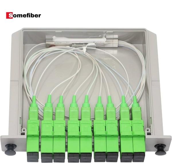 Quality 1x8 PLC Splitter Cassette Type 130*100*25mm with SC/APC connector for sale