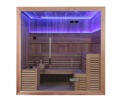 China Monalisa M-6044 latest classic sauna room American European style sauna enclosure Canadian cedar African white pine wood for sale