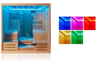 China Monalisa M-6050 Harvia stove luxury dry sauna house European style sauna room colorful LED light sauna enclosure sauna for sale