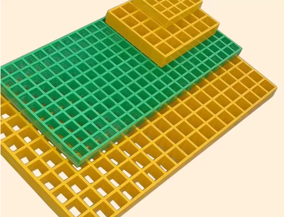 Transparent FRP grating showing structural details