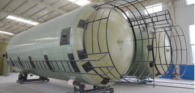 Industrial FRP storage tank installation