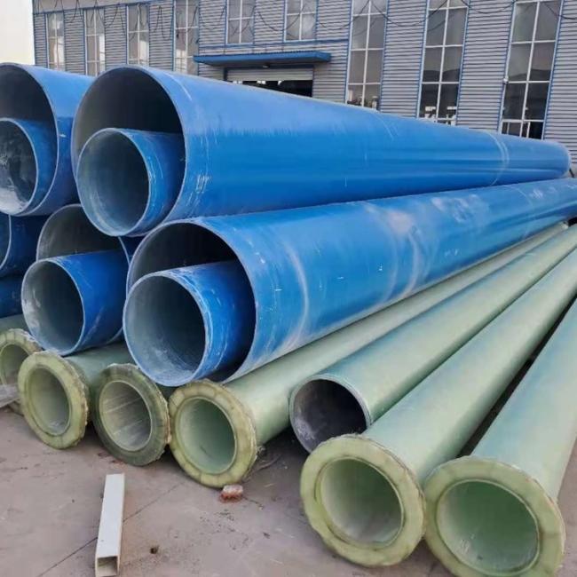 FRP Pipe with printed flange showing filament winding construction
