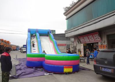 China 7 Meters High Giant Water Slide Inflatable , Large Water Slide With Swimming Pool for sale