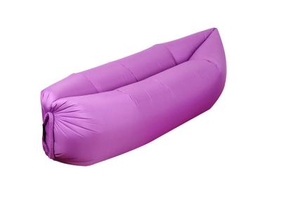 China Convenient Purple Inflatable Sleeping Bag Fast Filled Waterproof Nylon Fabric for sale