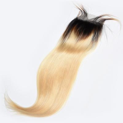 Cina capelli umani puri diritti del grado 100% di colore 1b/613 9a dei capelli 4x4 della chiusura brasiliana del pizzo in vendita