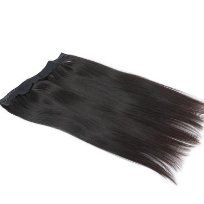 China Flip In Halo Hair Extension One Piece Set Black Lace With Fish Wire Clip In Human Hair Extension for sale