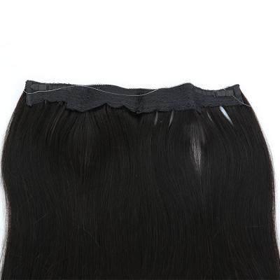 China Flip In Halo Hair Extension One Piece Set Black Lace With Fish Wire Clip In Human Hair Extension for sale