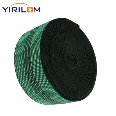 China Hot Sale Factory Price 4.8cm Green Color Polypropylene Fiber Elasticity Tape Sofa Webbing for sale