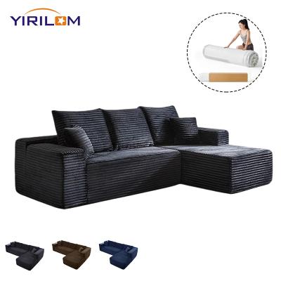 China Modular Sectional Sofa Couch Compression Packing Sofa L-Shape Modular Sectional Sofa With Chaise No Assembly Required for sale