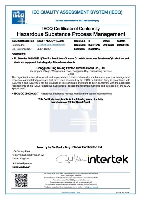 IECQ - Dongguan Xingqiang Circuit Board Technology Co., Ltd.