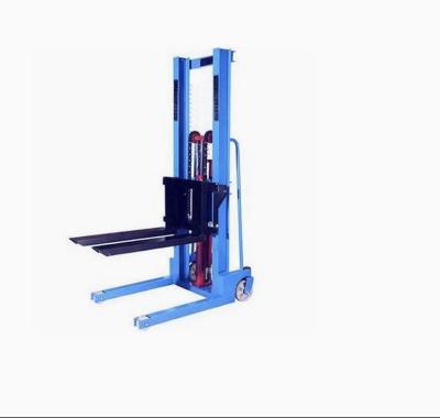 China Adjustbale Semi Electric Lift Stacker 1 Ton Load Capacity Manual Push Stacker Customized for sale