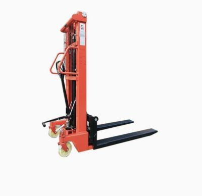 China Adjustbale Semi Electric Lift Stacker 1 Ton Load Capacity Manual Push Stacker Customized for sale
