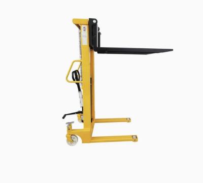 China Adjustbale Semi Electric Lift Stacker 1 Ton Load Capacity Manual Push Stacker Customized for sale