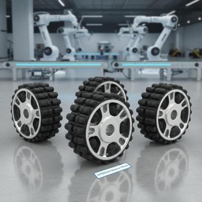 China QSTf26f0003 Mecanum Wheels for AGV Manufactured Using Rubber Aluminum Materials Delivering Performance in Automated Guided Vehicles for sale