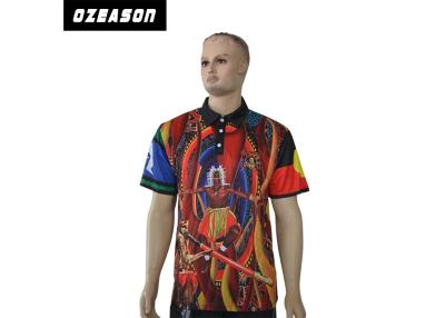 China Anti - UV Mens Embroidered Polo Shirts 150gsm Mesh Dri Fit Fabric Multi Color for sale